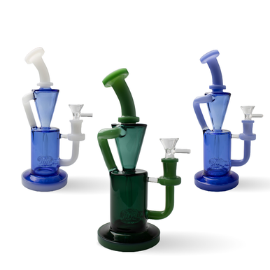 9" TWO TONE RECYCLER DOUBLE ARM WITH PUCK PERC DAB RIG