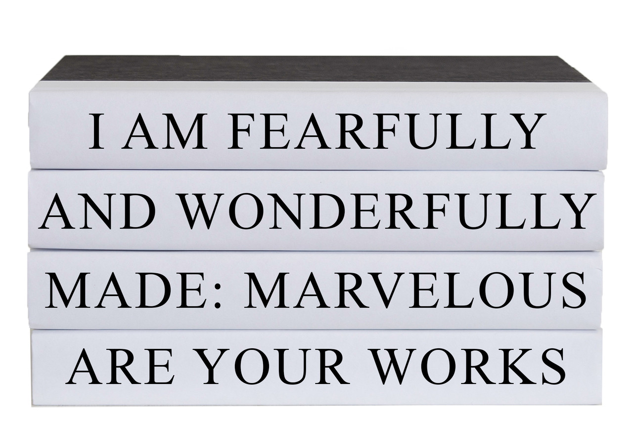 Decorative Quote Book Stack - Wonderfully Made