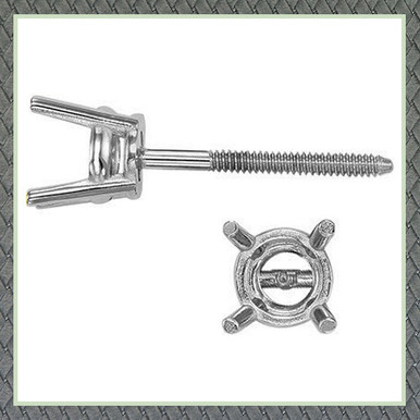 14K & Platinum 4 Prong Heavy Basket & Threaded Post (036) Round Earring ...