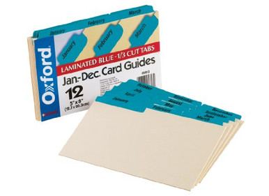 Oxford Laminated Tab Index Card Guides - 12 X | Beach Audio