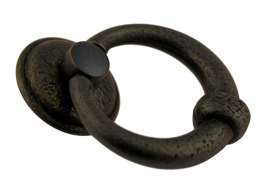 1-1/2" Rococo Style Ring Pull Dark Antique Copper - D. Lawless Hardware