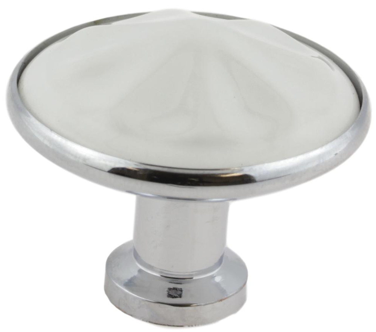 1-3/4" Swirl Ceramic Knob White with Chrome Base