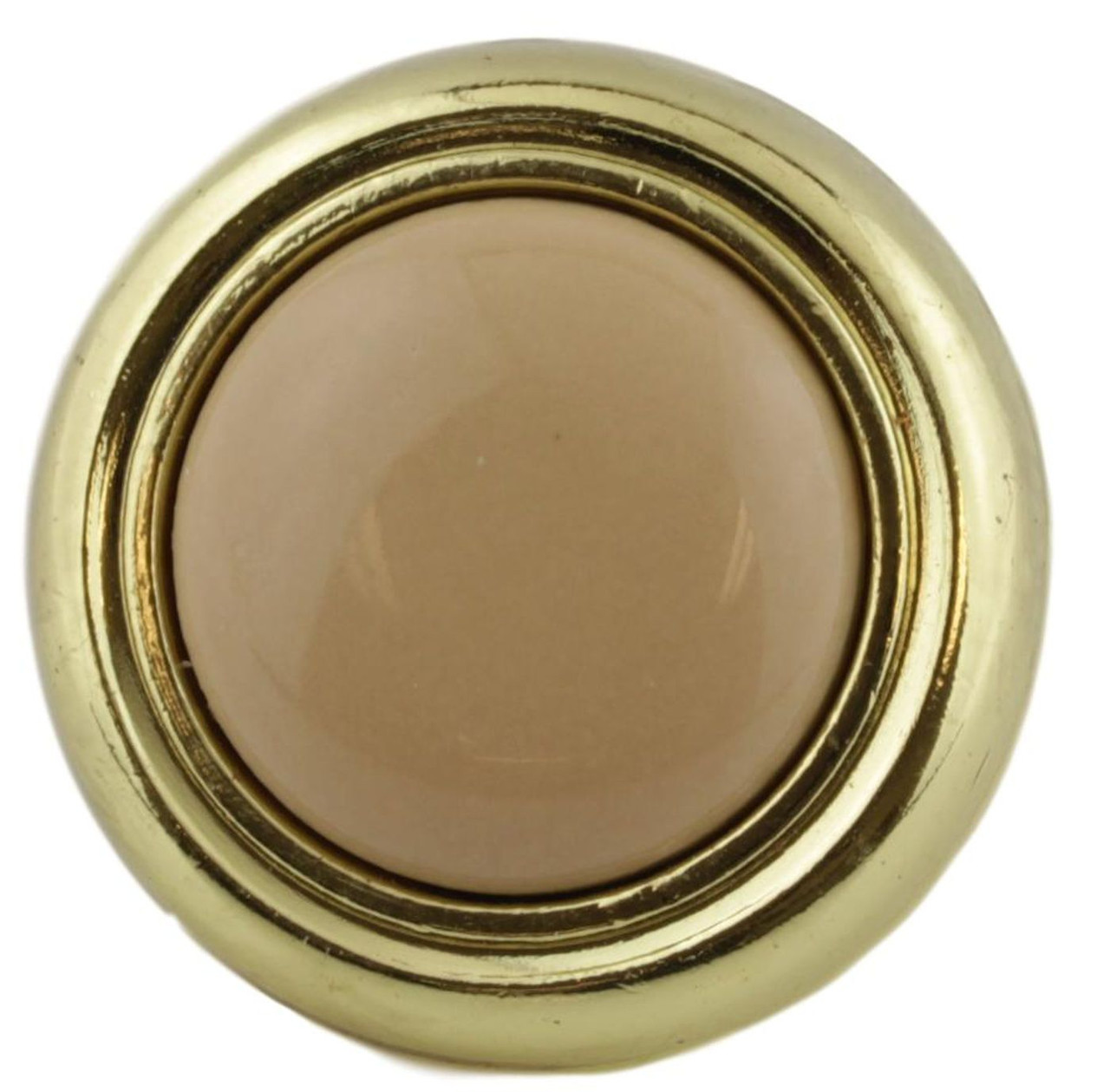 1-1/4" Almond Ceramic Center Knob Brass Plated