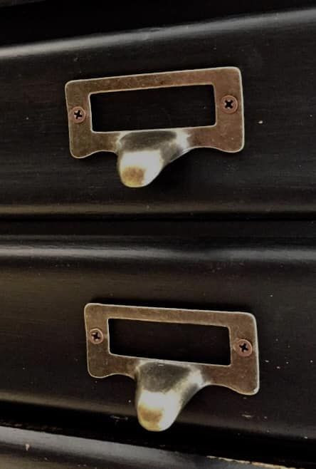 File Label Holder with Finger Pull - Antique Brass - 2-1/4" x 1-3/8"