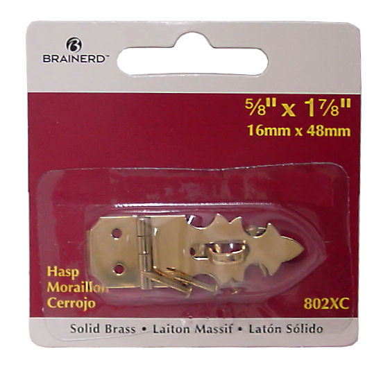 Miniature Hasp & Staple in Solid Brass - 5/8" x 1-7/8"