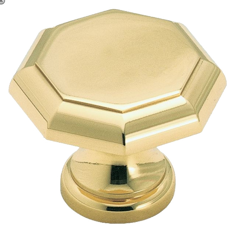 1-5/16" Octagon Knob Polished Lacquer Solid Brass