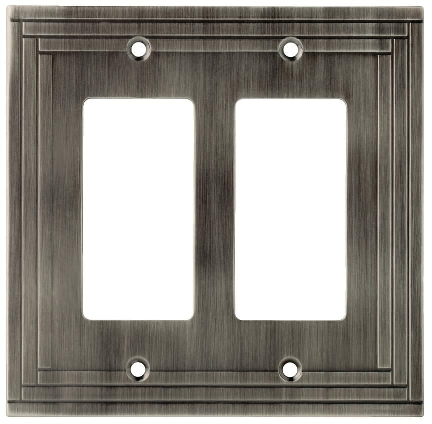 Allen + Roth - Lexington Double Rocker Switch Plate -Heirloom Silver