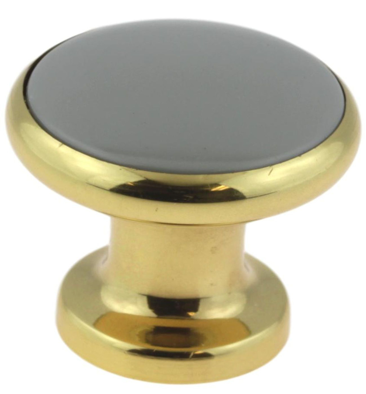 1-1/4" White Acrylic Center Knob Dark Antique Brass - D. Lawless Hardware