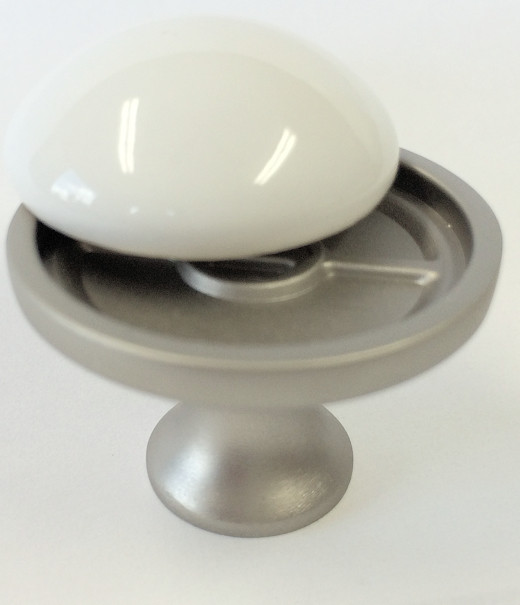 Satin Nickel Knob Base w/ Unglazed Ready-to Fire Ceramic Insert - 34mm ...