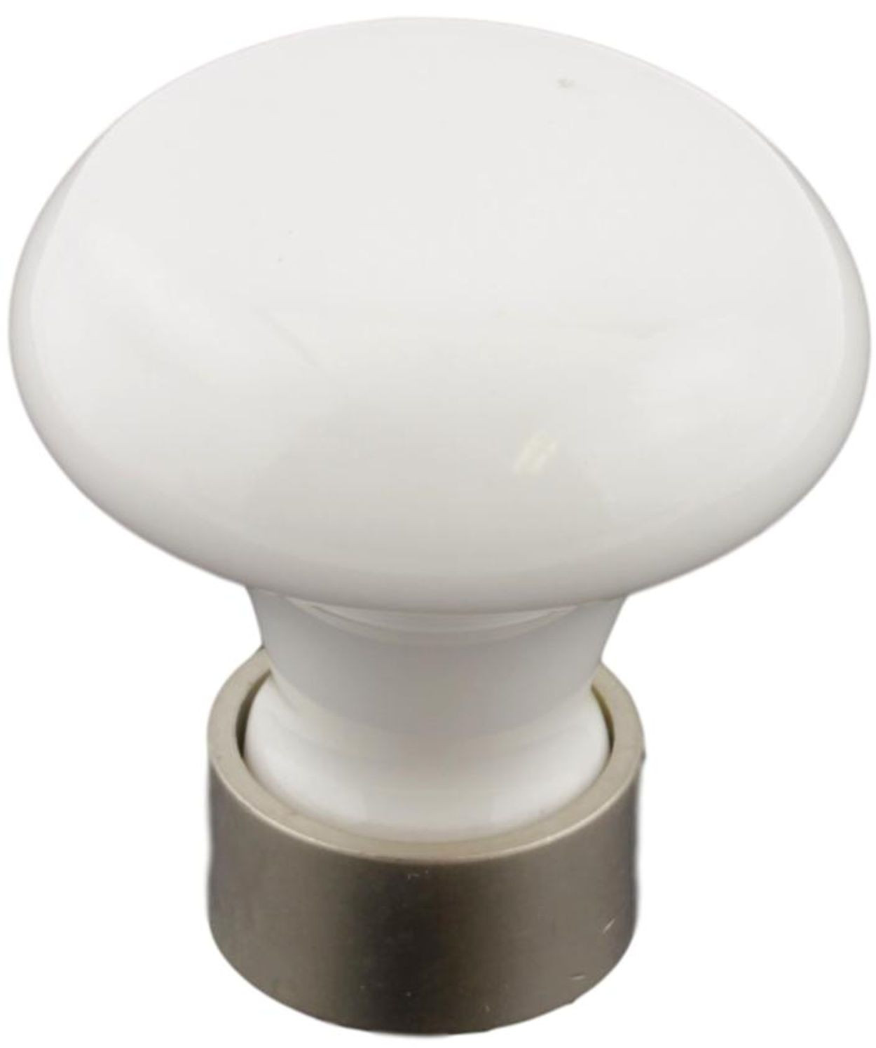 1-3/8" White Ceramic Insert Knob Satin Nickel