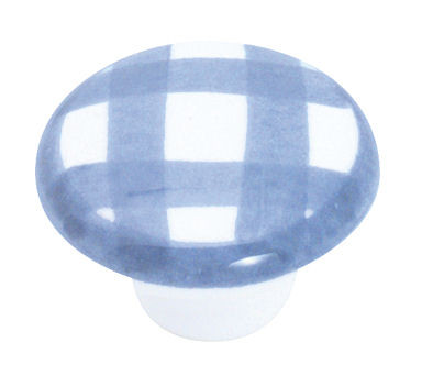 1-1/4" Ceramic Ball Knob White with Blue Stripes