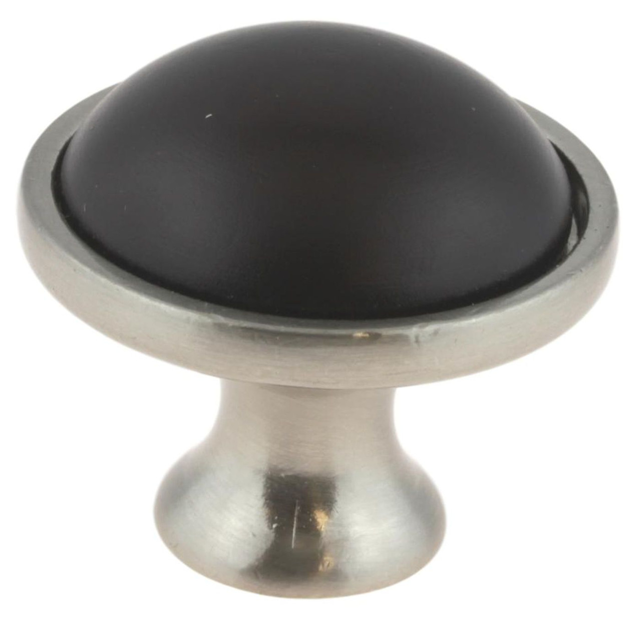 1-3/8" Espresso Wood Insert Knob Satin Nickel - D. Lawless Hardware