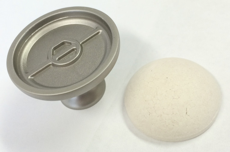 Satin Nickel Knob Base w/ Unglazed Ready-to Fire Ceramic Insert - 34mm