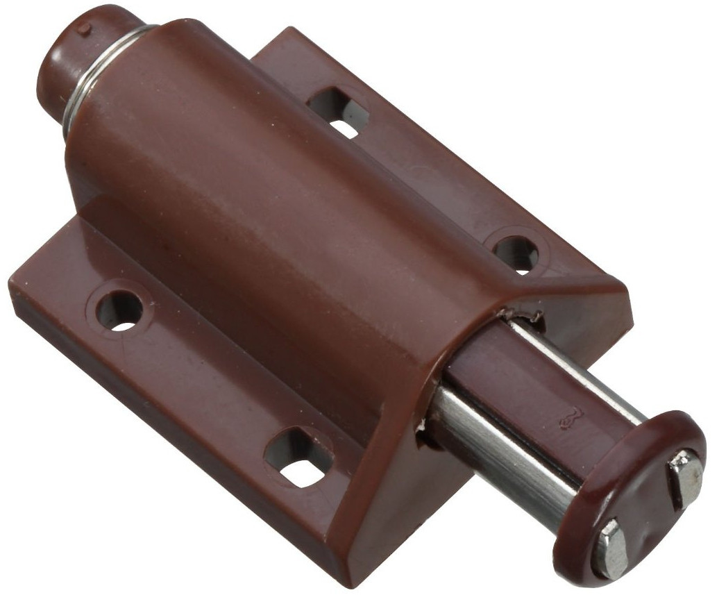 Spring Loaded Brown Magnetic Touch Latch with Screws & Strike - 1-3/4"