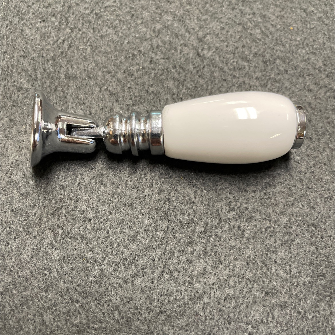 Teardrop Pendant Drop Pull - White Ceramic & Chrome Plated