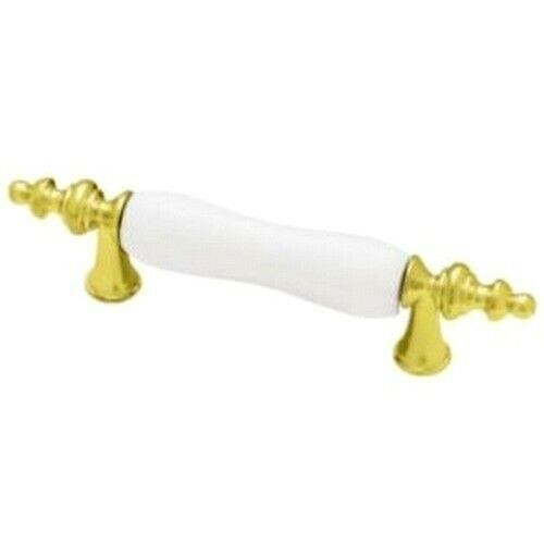 3" White Ceramic Insert Flare Foot Pull Polished Brass