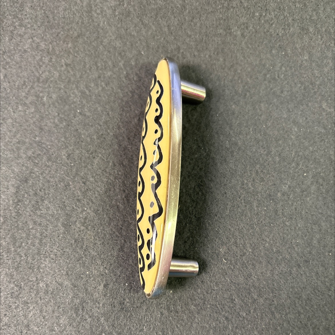 3" Ceramic Butter Wave Pull Satin Nickel