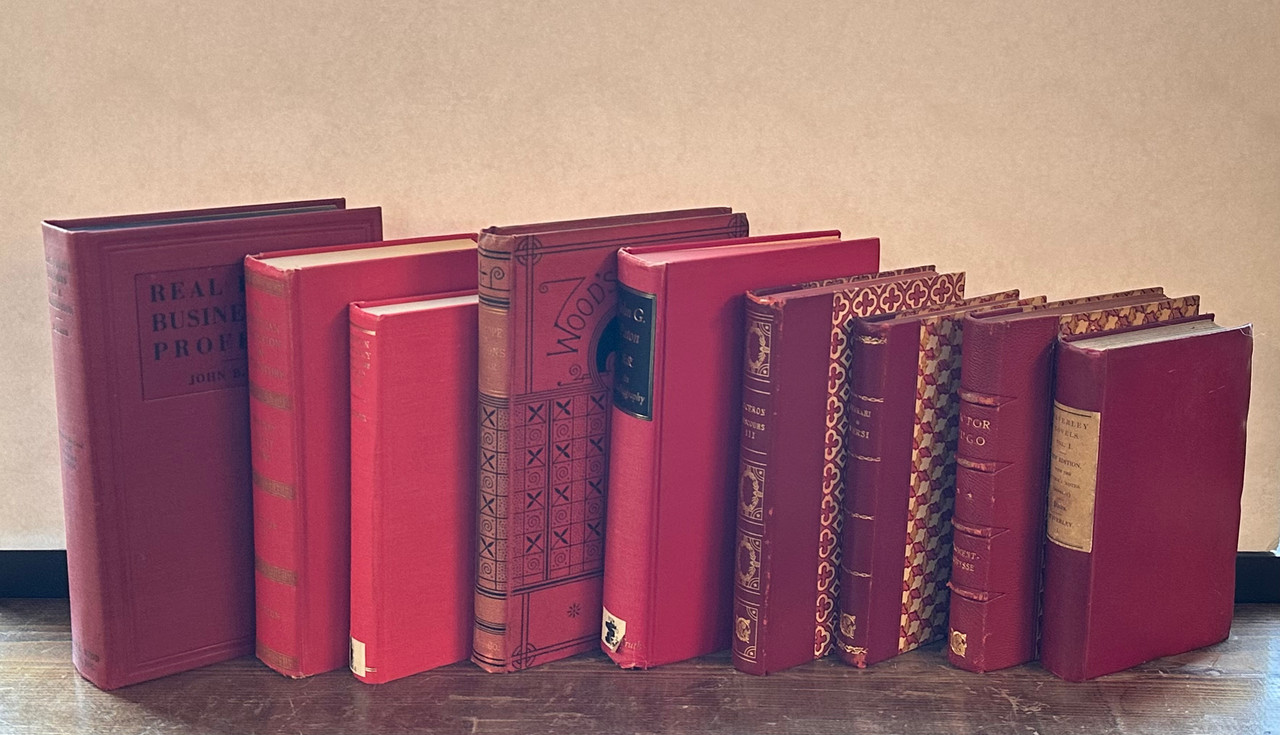 Decorative Book Stack of 9 Red Books