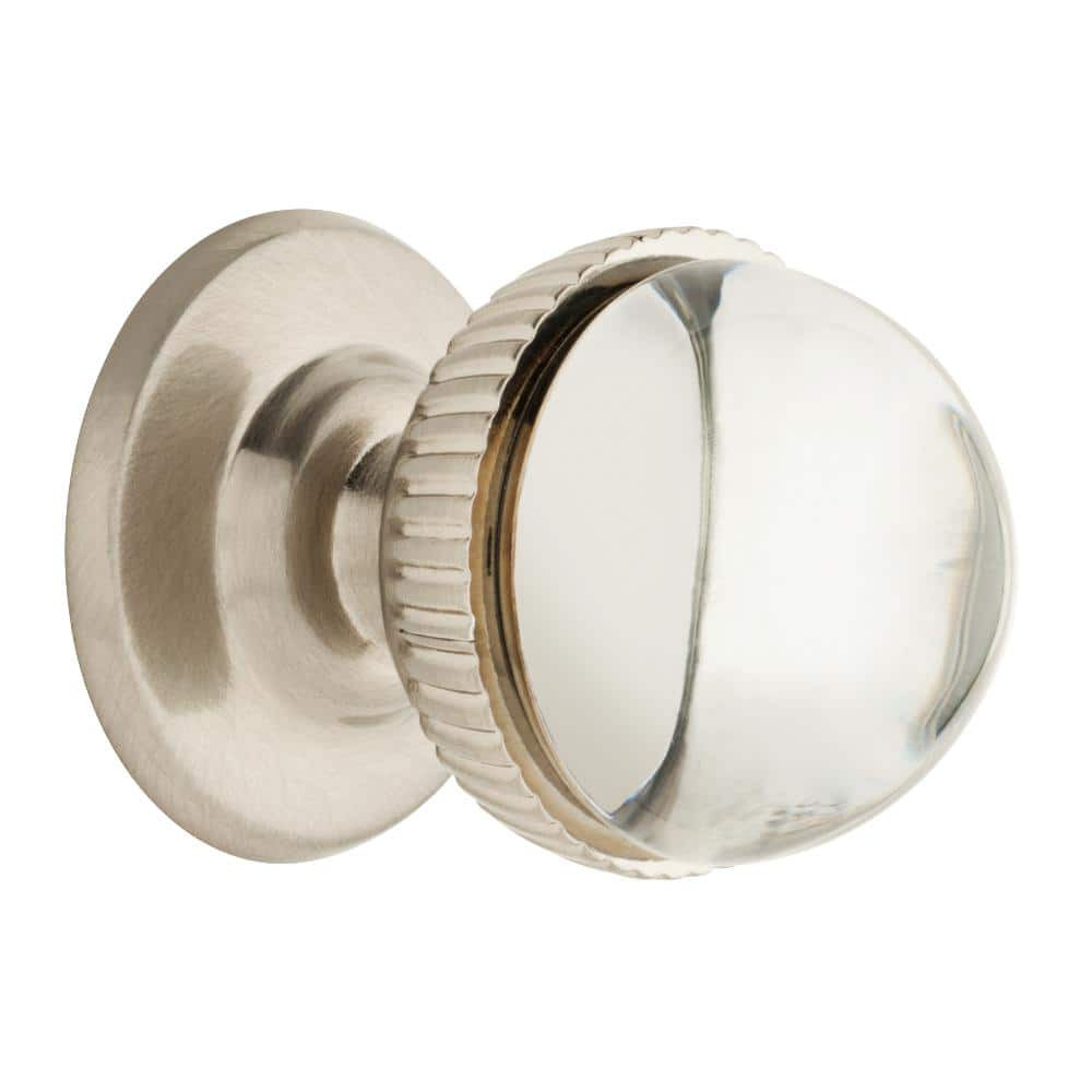1-3/8 inch Clear Glass Knob Satin Nickel