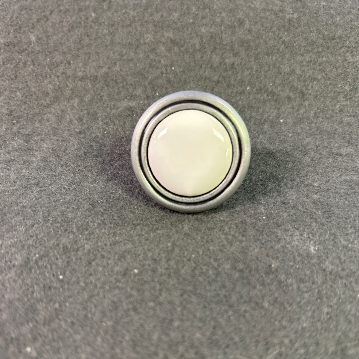 1-1/4 inch Avante White Insert Knob with Antique Pewter