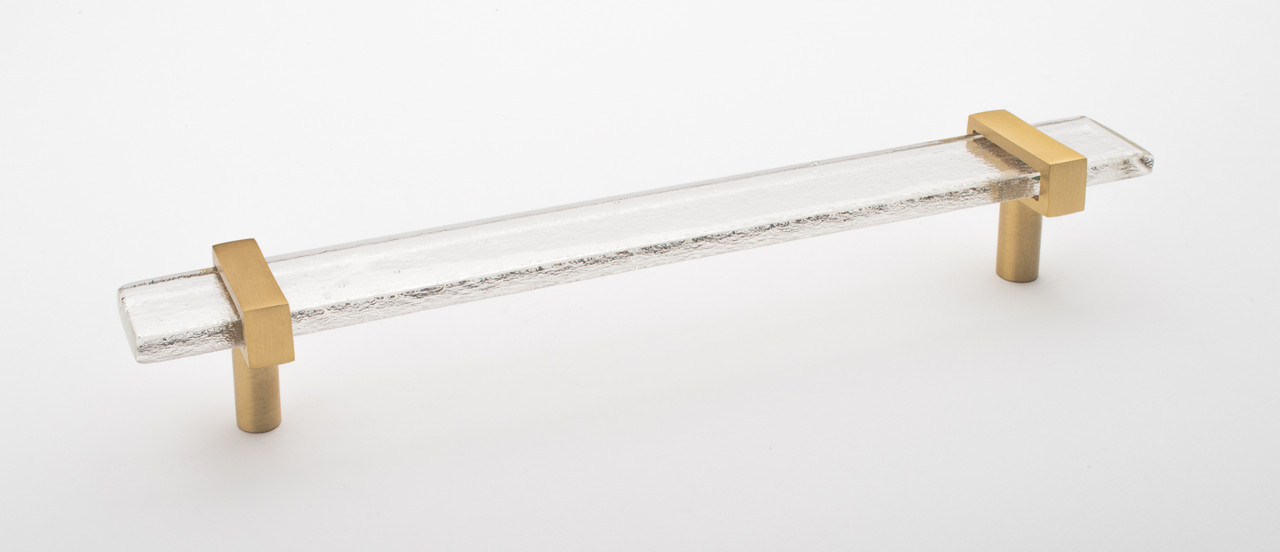 9" Adjustable clear pull with satin brass base
