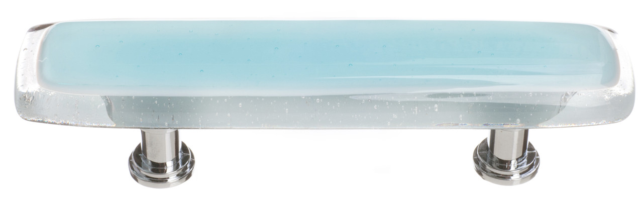 Reflective light aqua pull with polished chrome base