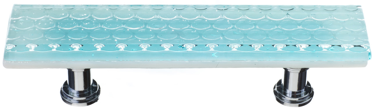 Honeycomb light aqua pull with polished chrome base