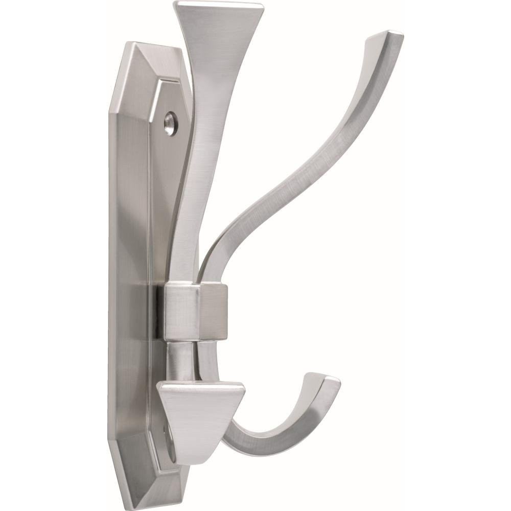 Beveled Oversize Double Hook Satin Nickel