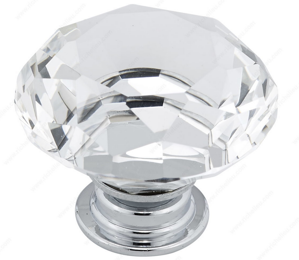Richelieu Modern Crystal Knob - 2828 - Clear, Chrome - 40 mm - D ...