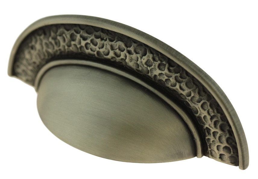 (12 Pack) 3" Hammered Cup Pull Brushed Satin Pewter