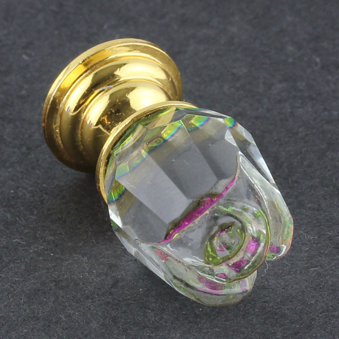 (12 Pack) 3/4" Lawlesski Rainbow Crystal Rose Flower Prism Knob