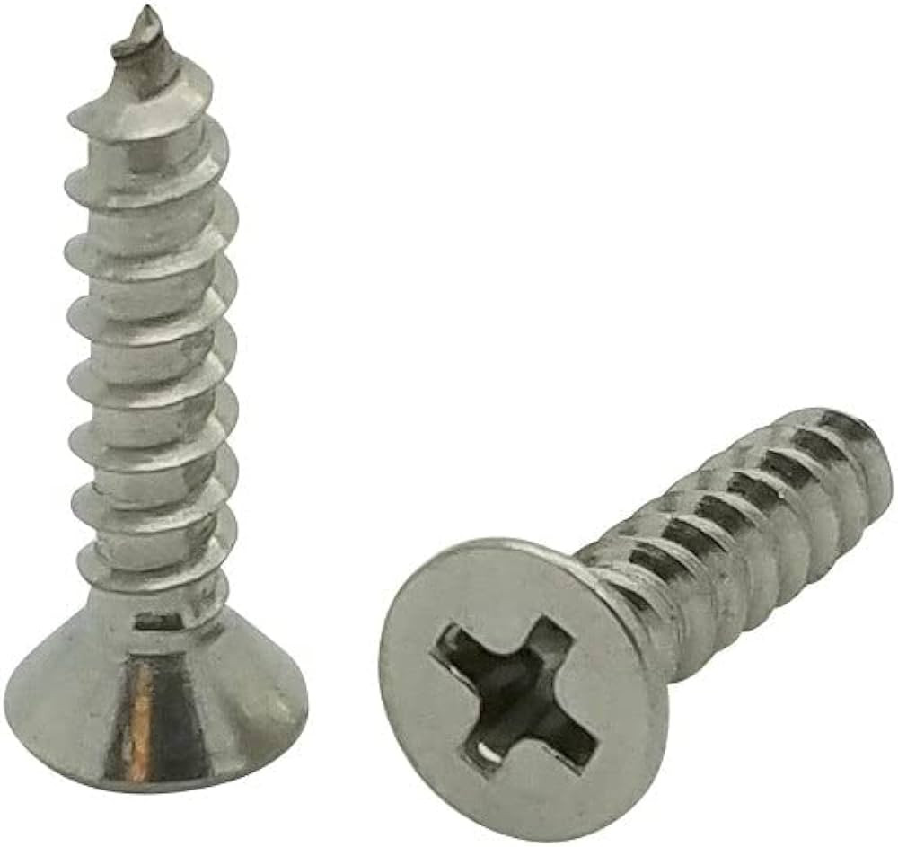 (12 Pack) #6 x 3/4" Chrome Wood Screw (250+ Pack)