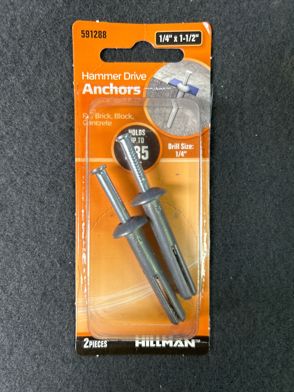 (12 Pack) 1/4" x 1-1/2" Hammer Drive Anchors 2-pc