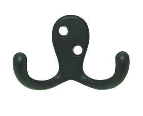 (12 Pack) Matte Black Double Prong Hook - 2-3/4"