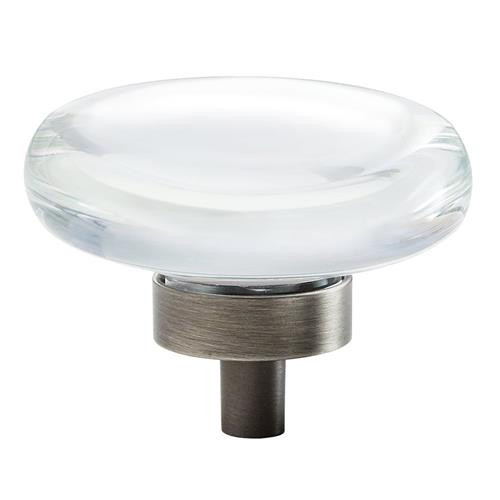 1-3/4" Clear Glass Knob Gunmetal