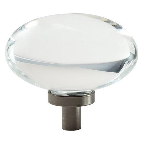 1-3/4" Glacio Clear Glass Knob Gunmetal