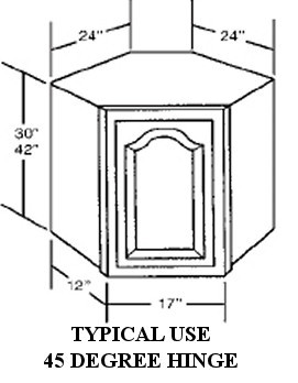 45 Degree Angle Concealed Hinge & Mounting Plate