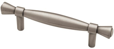3" Banded Spindle Pull Brushed Satin Pewter