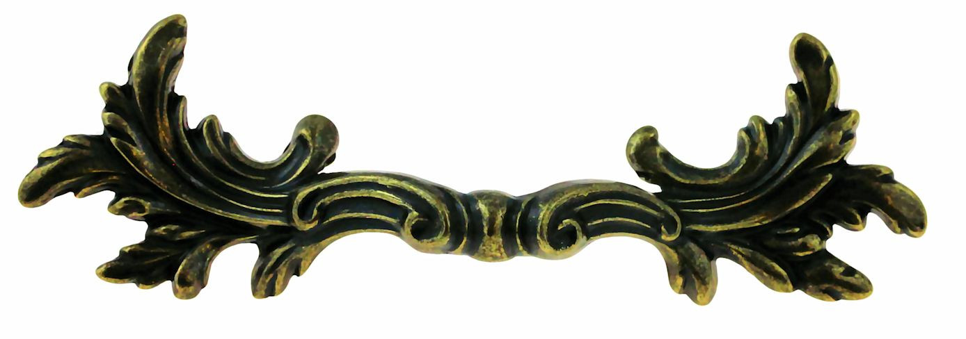 3" French Provincial Leaf Pull Antique Brass