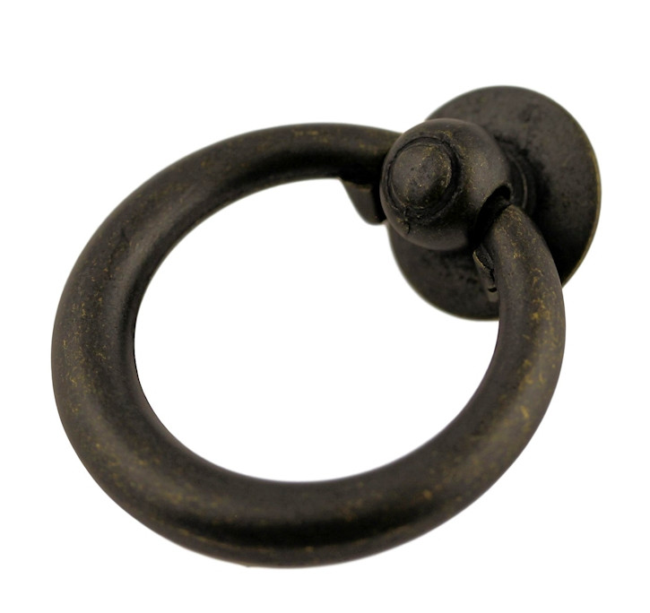 1-3/8" Vintage Federal Style Ring Pull Antique Brass - D. Lawless Hardware