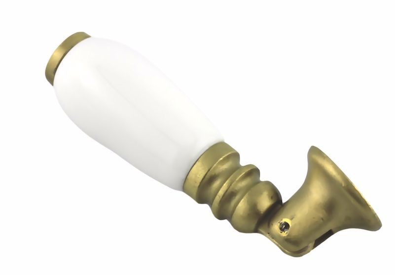 2-5/8" Teardrop Pendant Drop Pull White Ceramic & Satin Brass - D ...