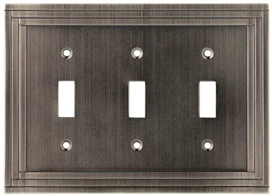 Allen + Roth - 3 Toggle Switch Wall Plate - Heirloom Silver