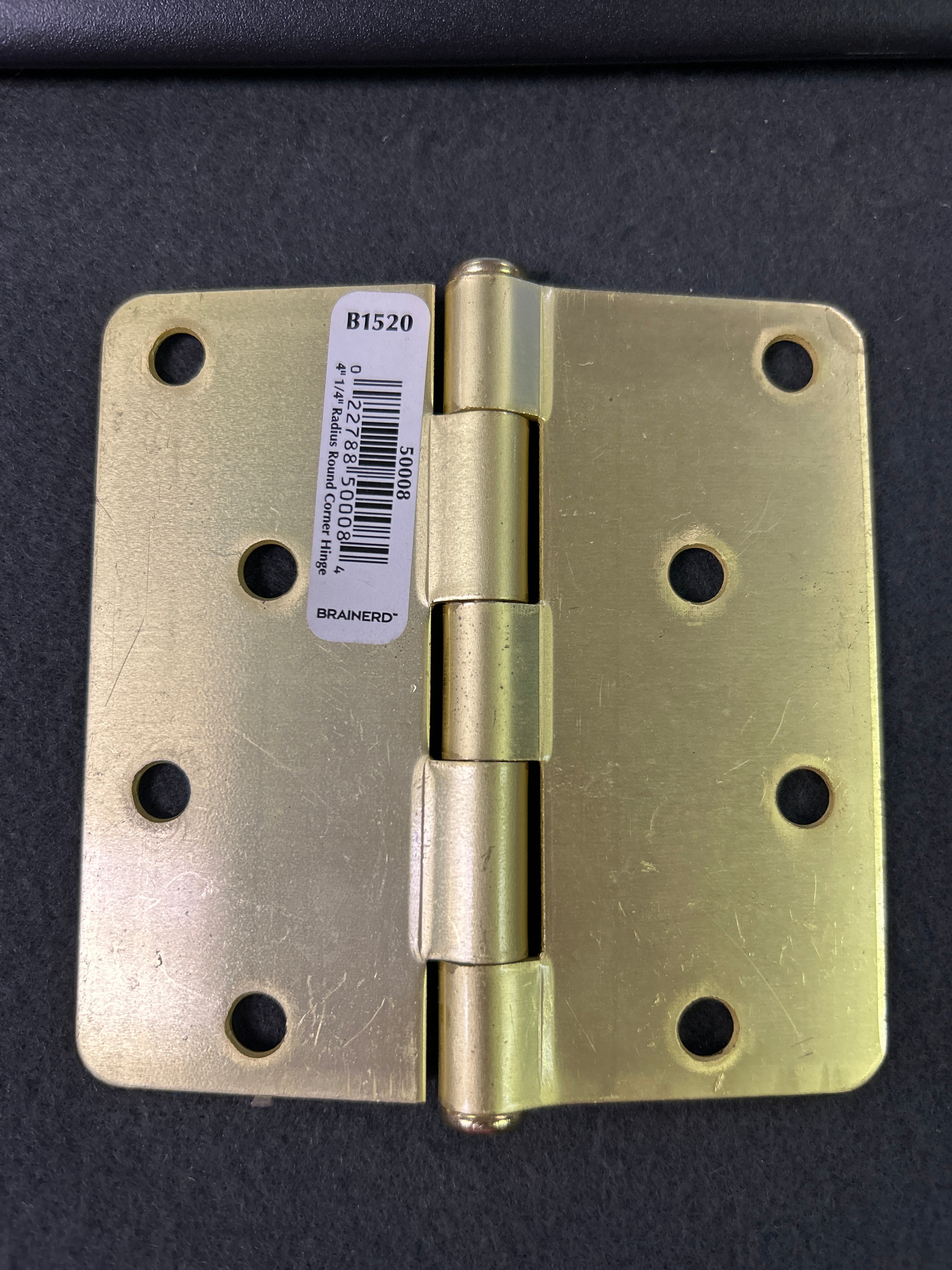 4" Round Corner 1/4" Radius Hinge Brass Plated B1520