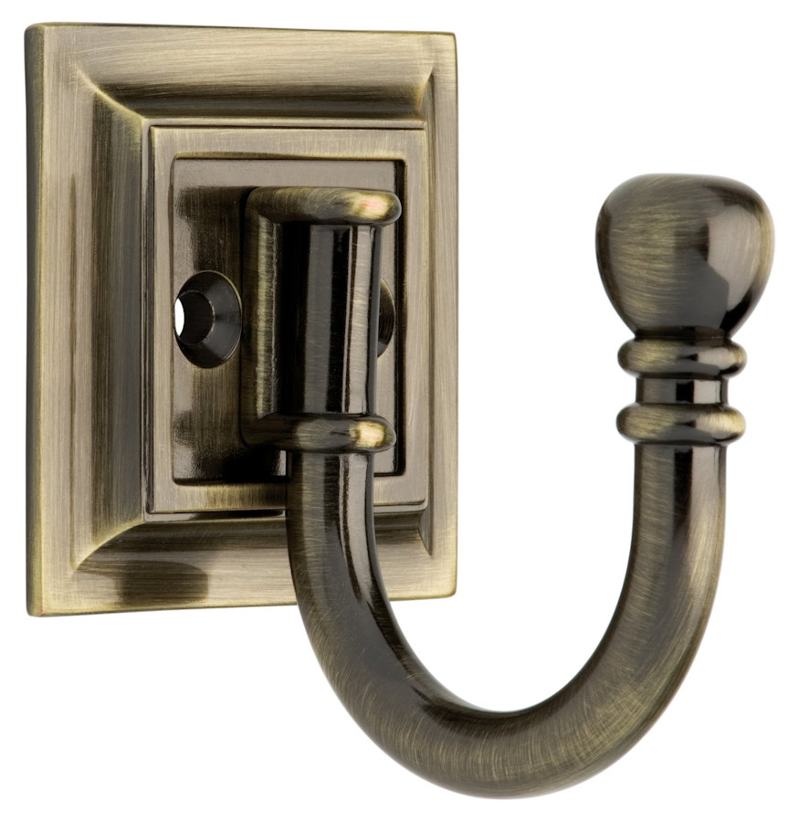 (12 Pack) Brainerd Single Architectural Hook - Antique Brass