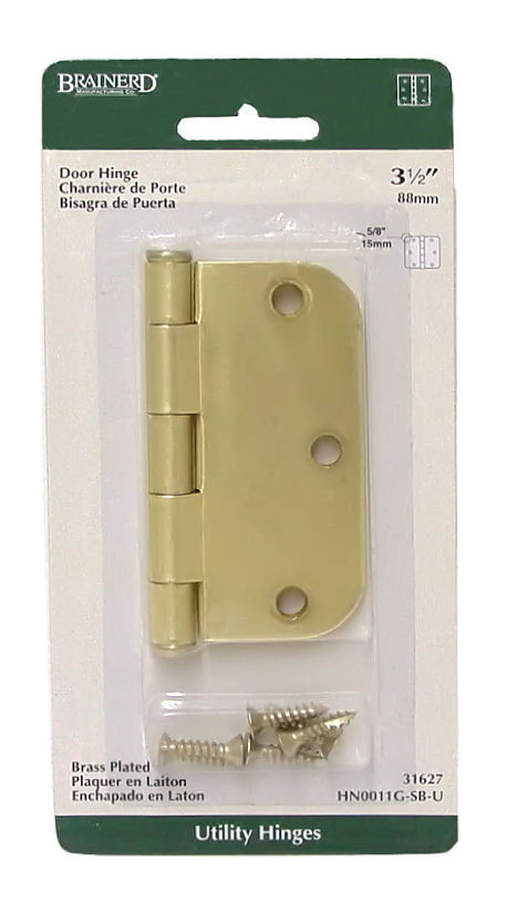 House Door Hinge 3 1/2" Satin Nickel Door Hinge 5/8" Radius