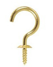 7/8" Solid Brass Cup Hooks - 8 Pack - D. Lawless Hardware