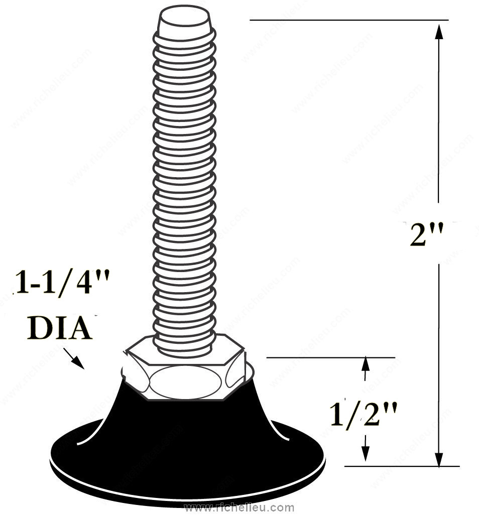 Adjustable Non-Marking Leveler Floor Glide 2" - White- 5/16-18