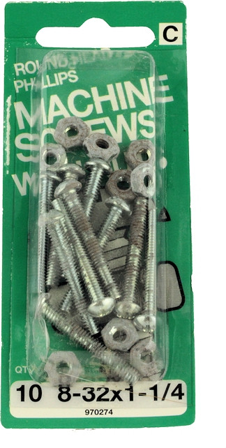 Round Head Phillips Machine Screws w/ Nuts - 10-24 x 1 1/4" - 13 Pack H ...