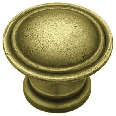 1-3/16" Ridge Knob Tumbled Antique Brass