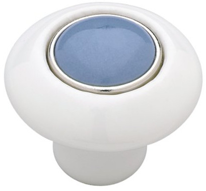 1-1/2" Ceramic Knob Light Blue with Dots